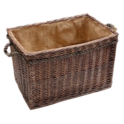 Large Rectangular Rope Handled Log Basket