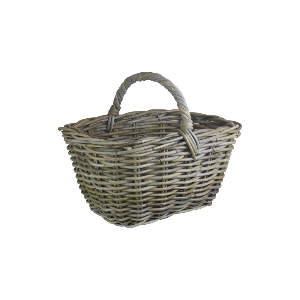 Grey Rattan Kindling Basket