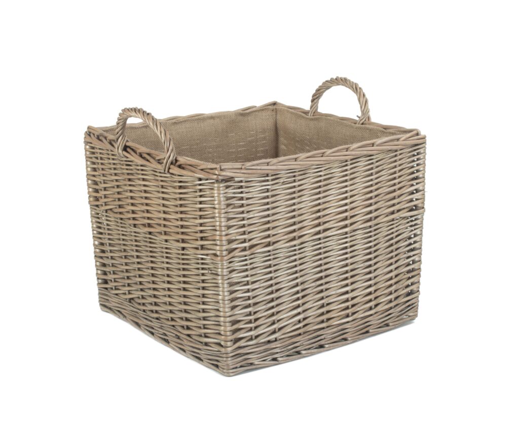 Large Square Lined Wicker Log Basket